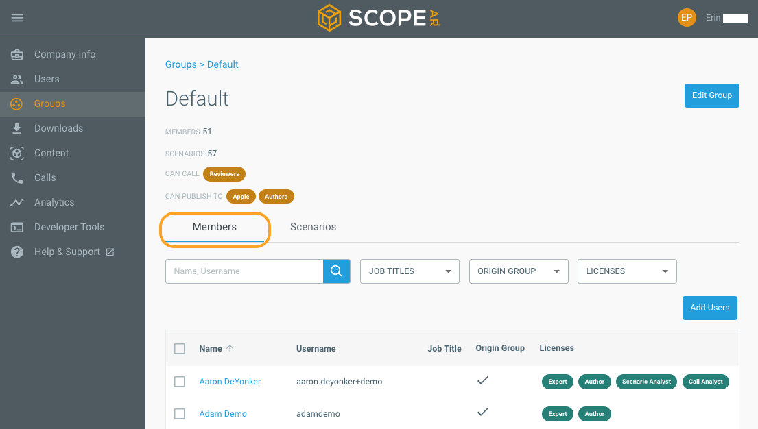 CMS: Managing Groups – Scope AR
