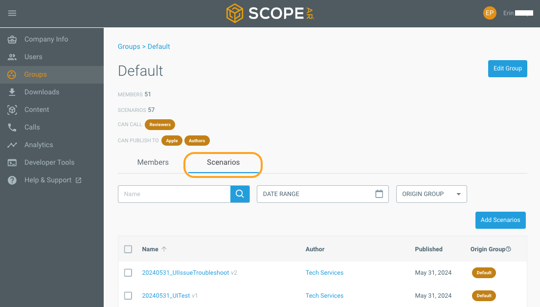 CMS: Managing Groups – Scope AR